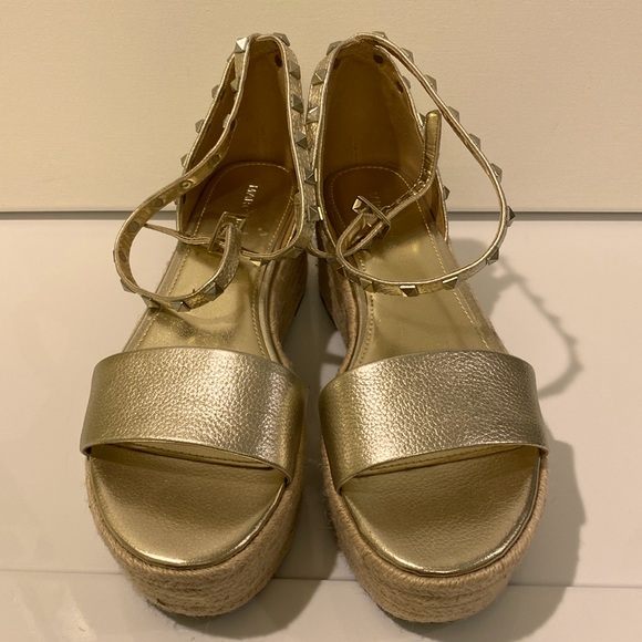 Marc Fisher | Shoes | Marc Fisher Gold Leather Platform Espadrilles ...